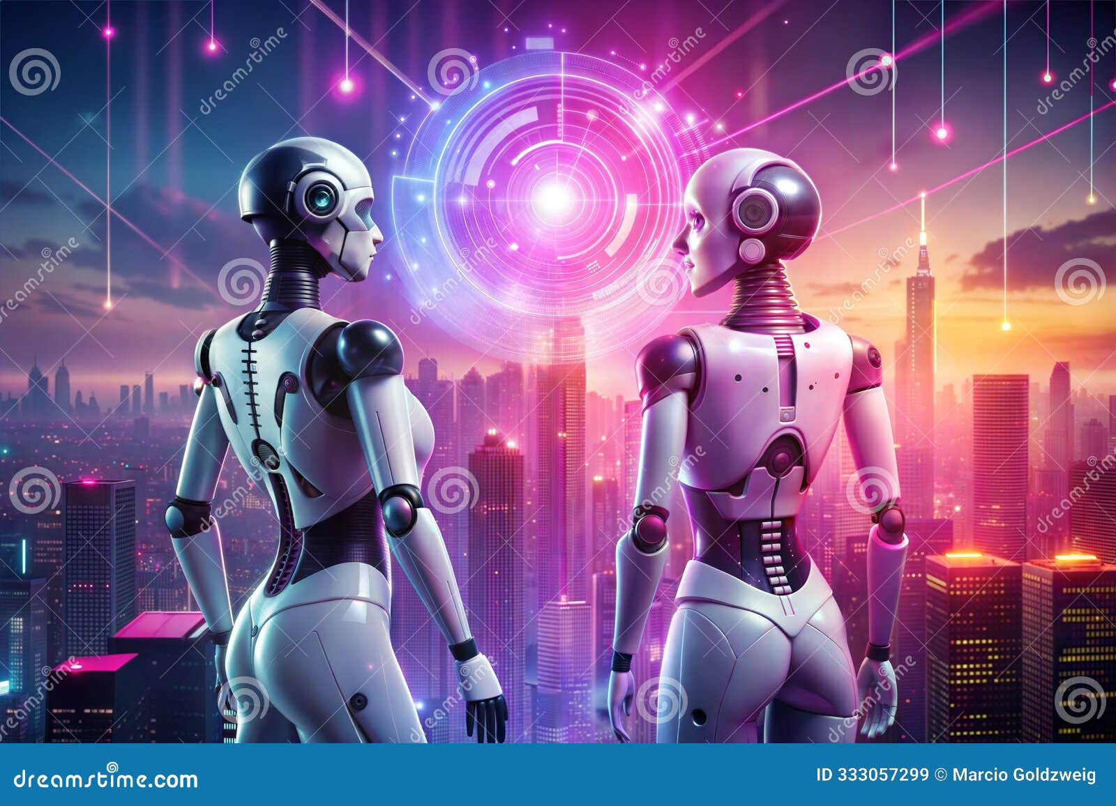 Hyper Detailed Illustration of Humanoids and Robots, AI Generated Image ...