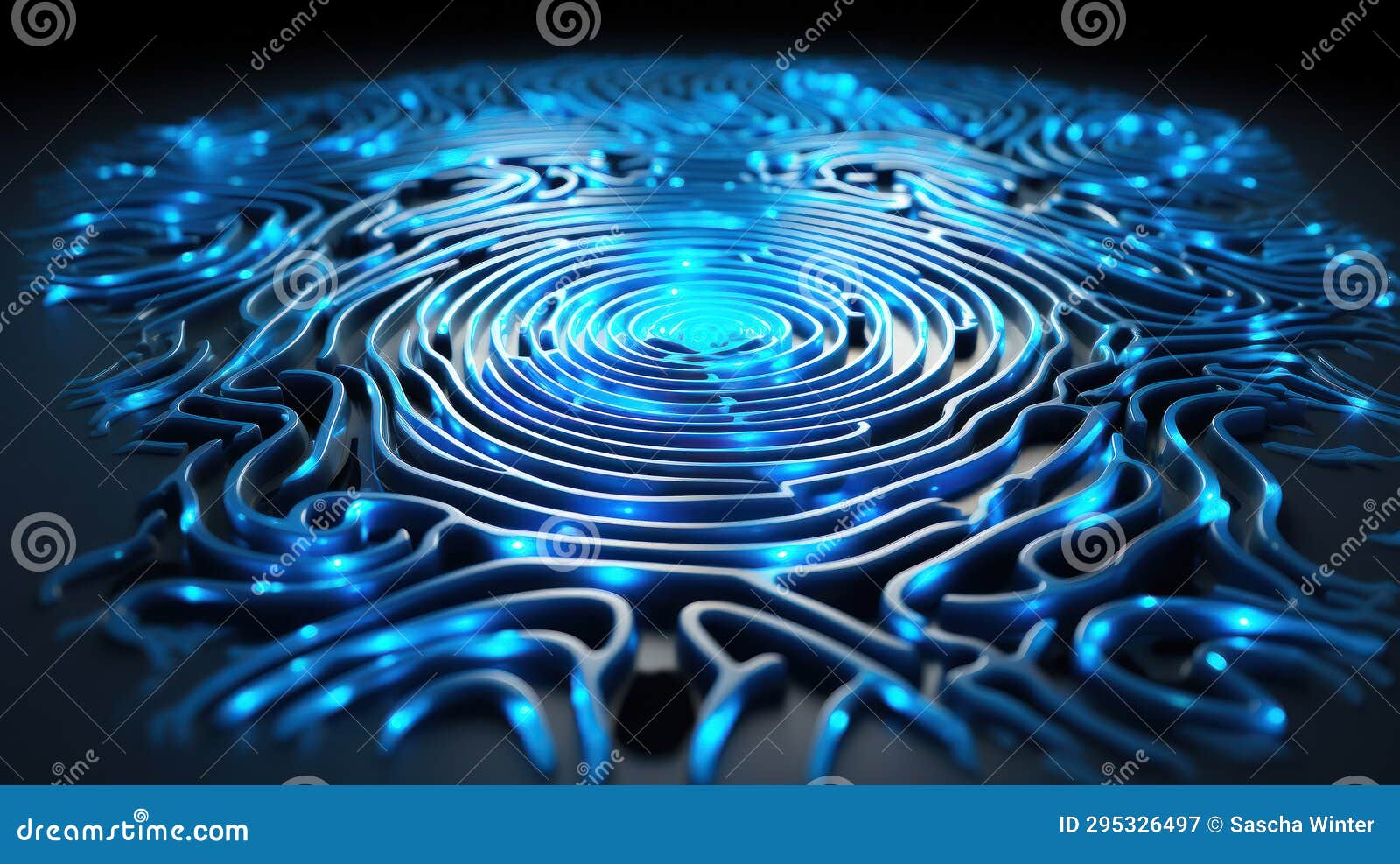 Hyper-Detailed Neon Blue Fingerprint Pattern on White Background Stock ...