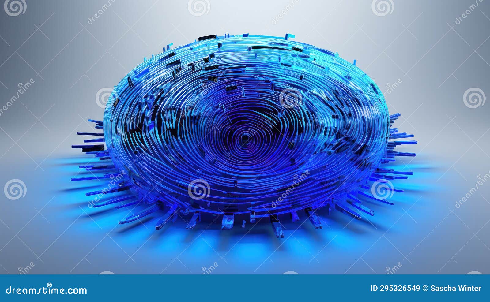 Hyper-Detailed Neon Blue Fingerprint Pattern on White Background Stock ...