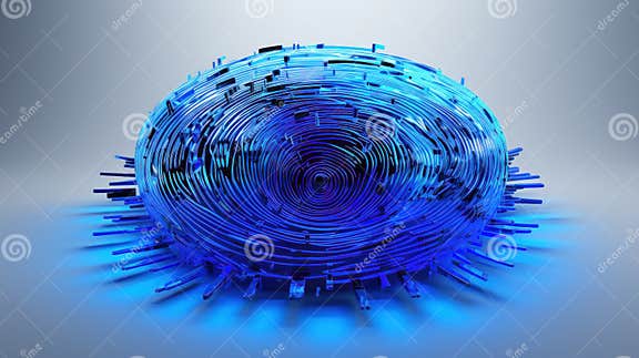 Hyper-Detailed Neon Blue Fingerprint Pattern on White Background Stock ...