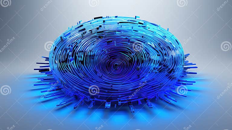 Hyper-Detailed Neon Blue Fingerprint Pattern on White Background Stock ...