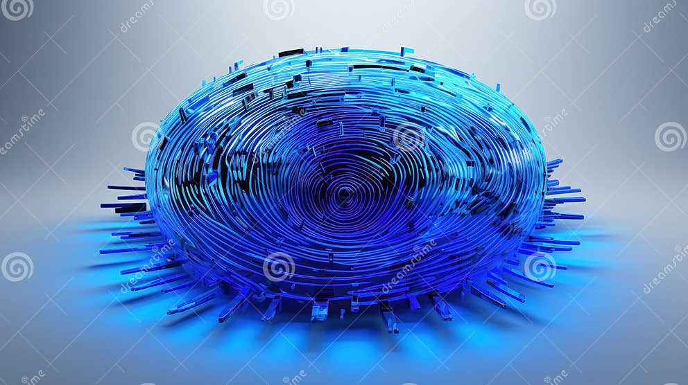 Hyper-Detailed Neon Blue Fingerprint Pattern on White Background Stock ...