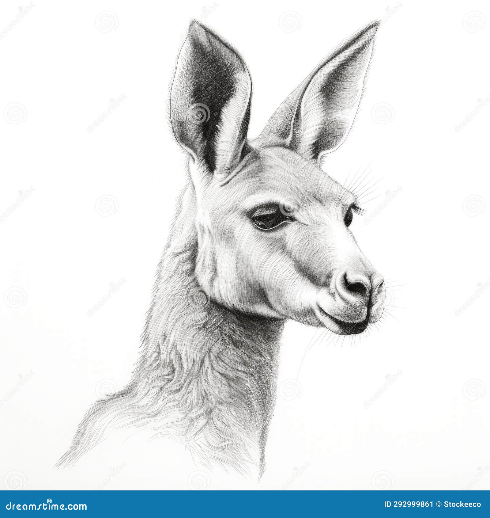 Detailed Kangaroo Head Drawing in White Pencil - Editorial Style ...