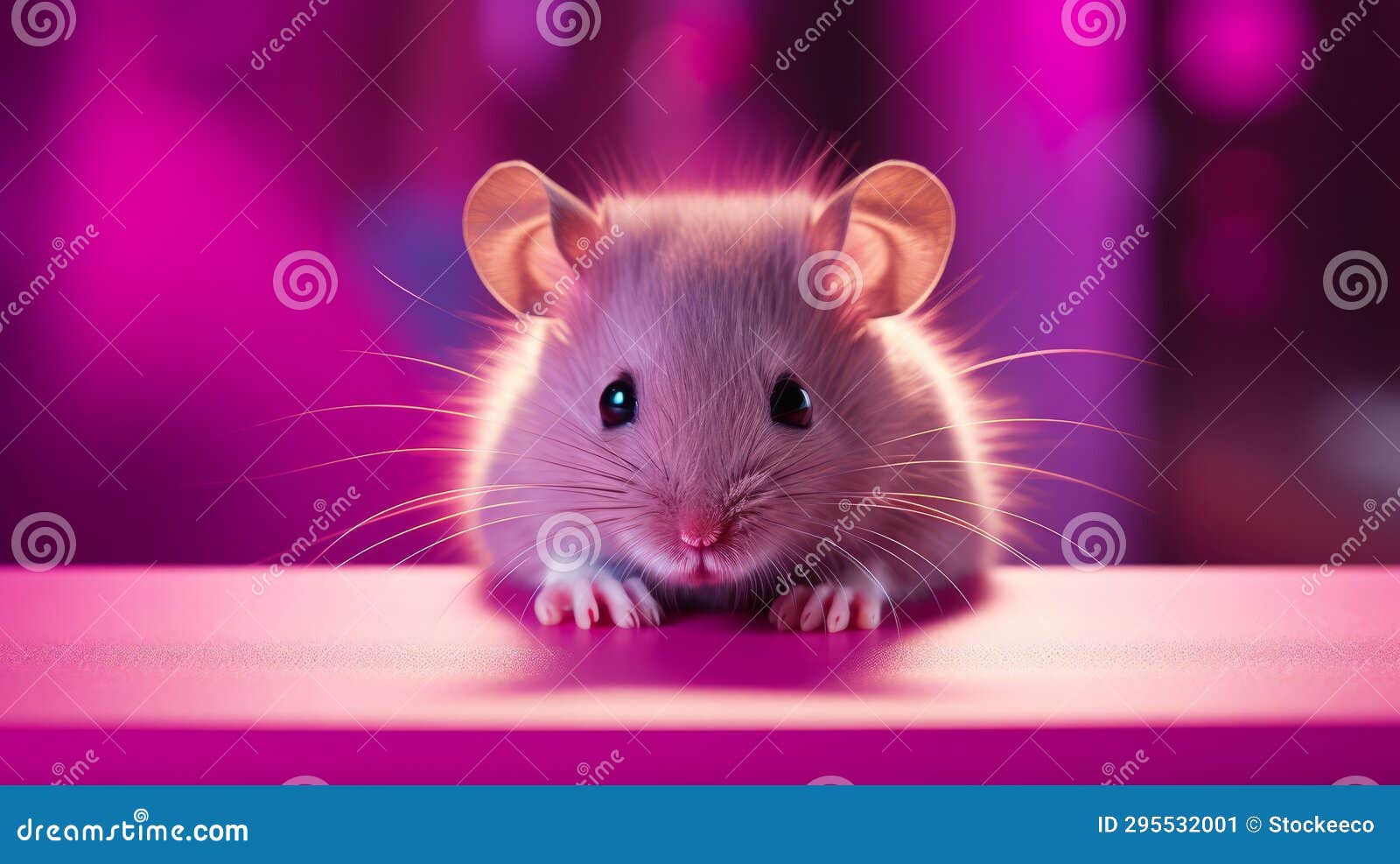 Hyper-detailed Rendering of a Cute Mouse on a Pink Table Stock ...