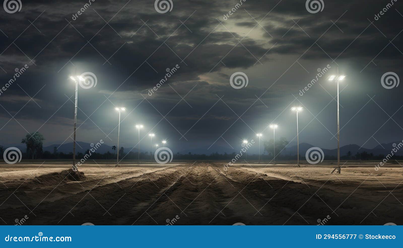 Hyper-detailed Renderings of a Dark Night on a Dirt Field Stock ...