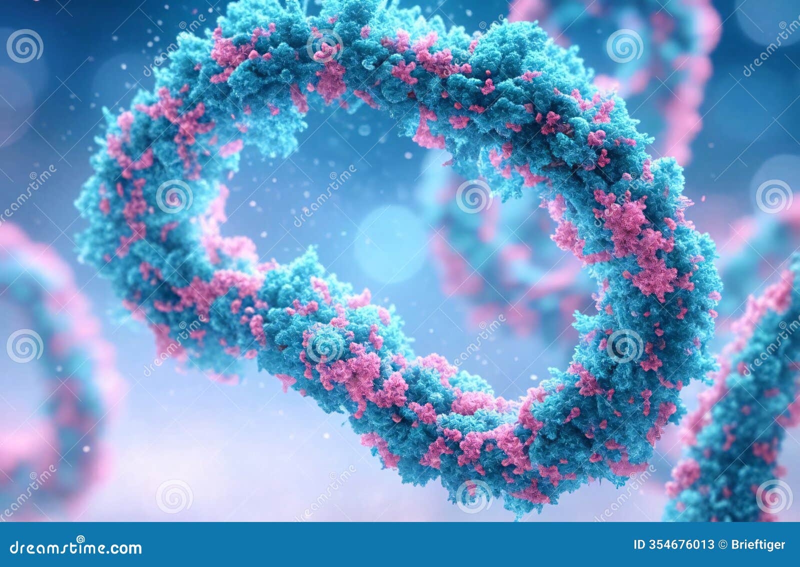 DNA Chromatin Structure Dissolving with Bioluminescent Colors Stock ...