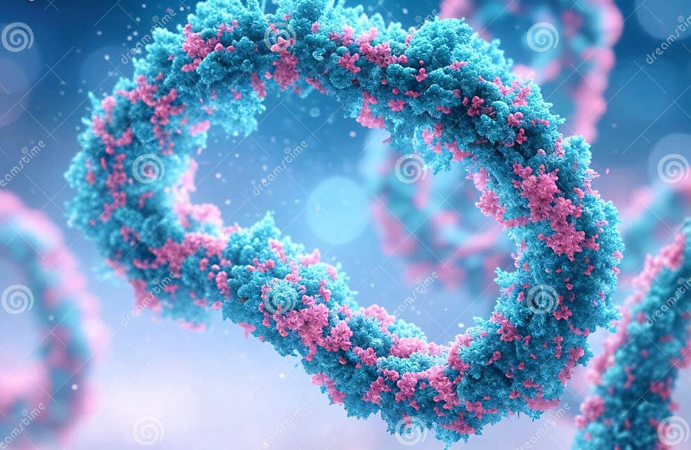 DNA Chromatin Structure Dissolving with Bioluminescent Colors Stock ...