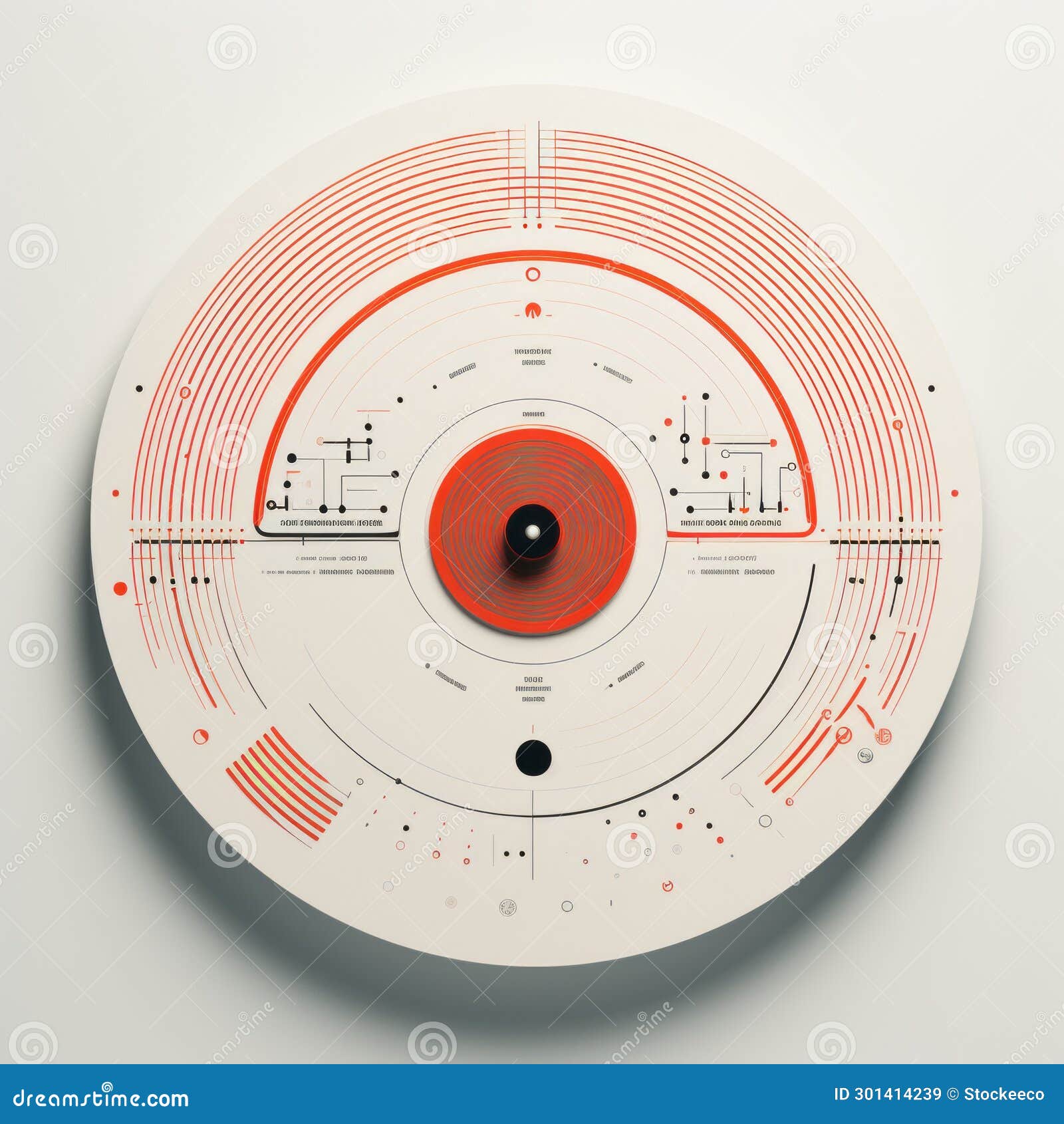Hyper-detailed Wall Clock with Red Dot Lines Stock Illustration ...