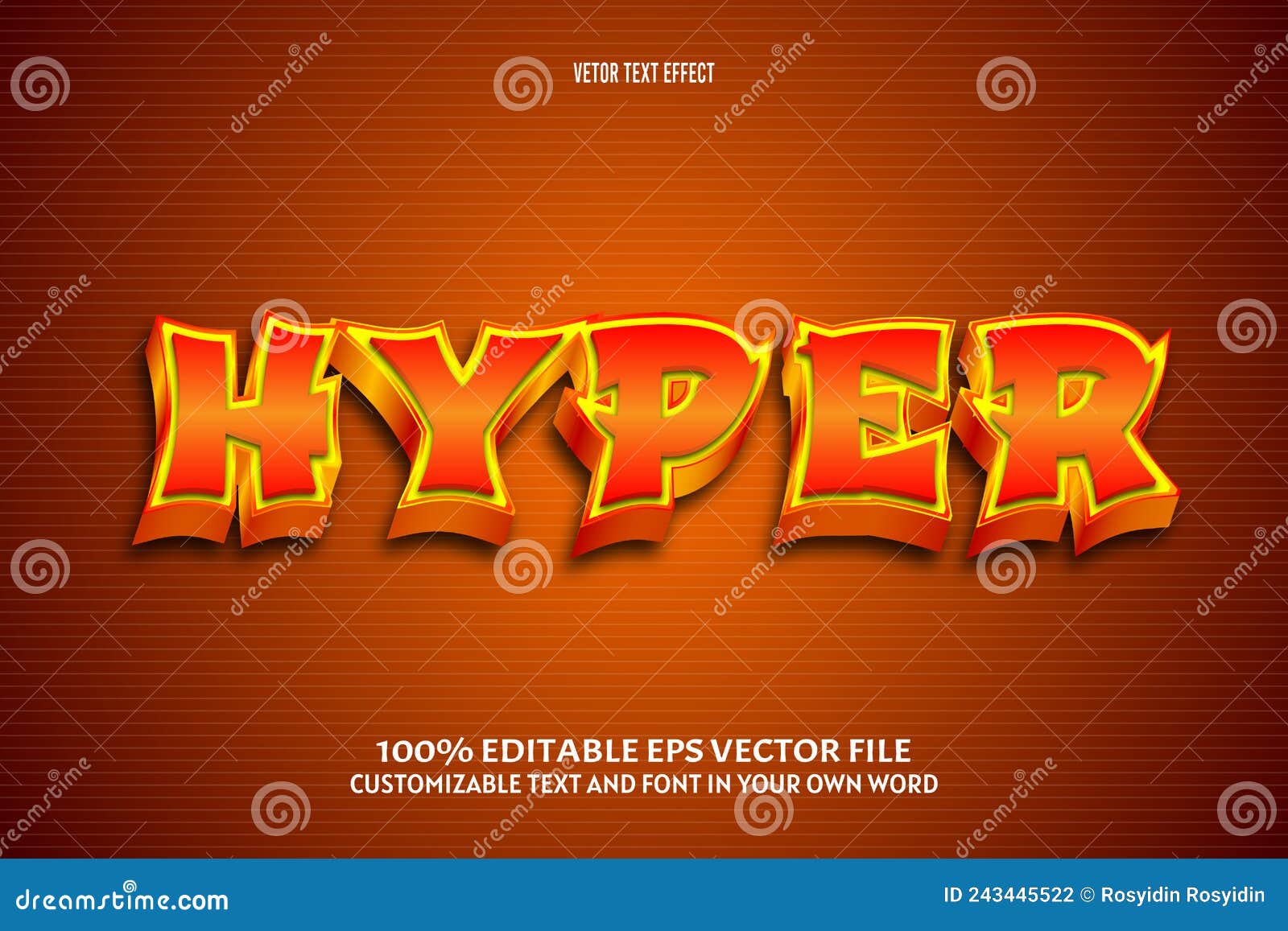 Hyper Editable Text Effect 3 Dimension Emboss Comic Style Stock Vector - Illustration of volume ...