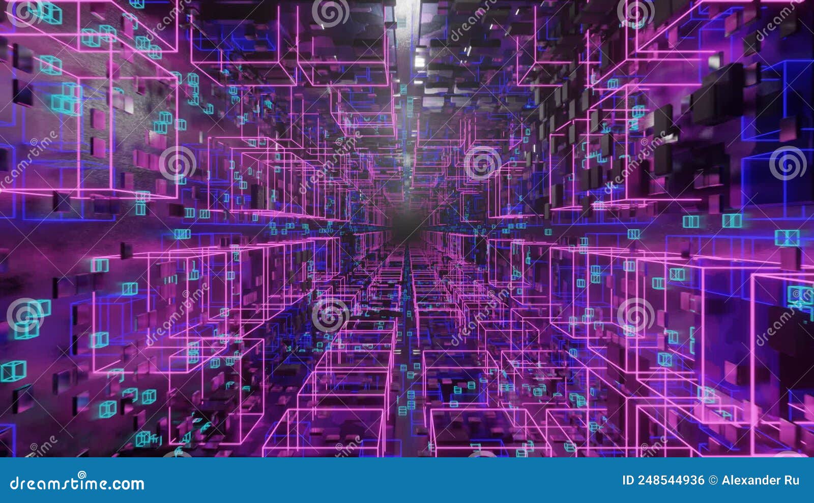 Hyper Jump into Another Galaxy. Speed of Light, Neon Glowing Rays in ...