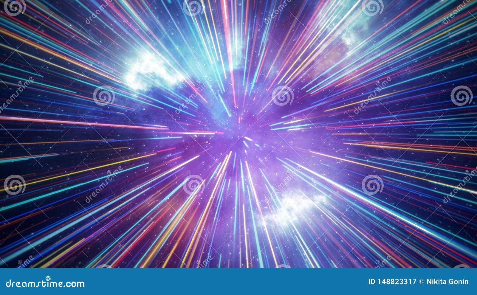 Hyper Jump Flight in Space 3D Render Stock Illustration - Illustration ...