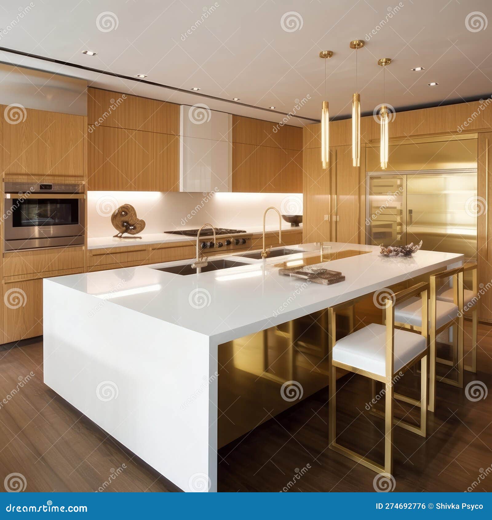 A Hyper-modern Kitchen of Royal House Generative AI Stock Illustration ...