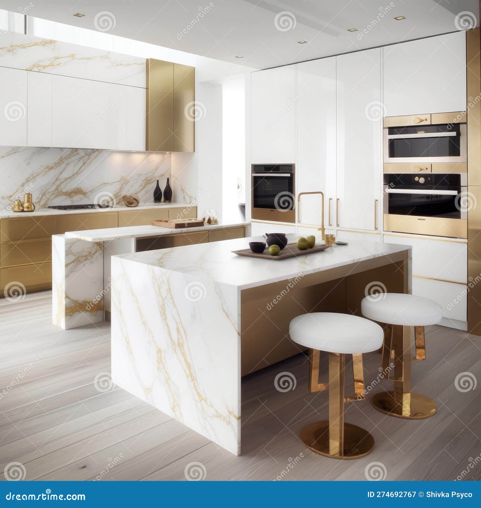 A Hyper-modern Kitchen White Theme Generative AI Stock Illustration ...