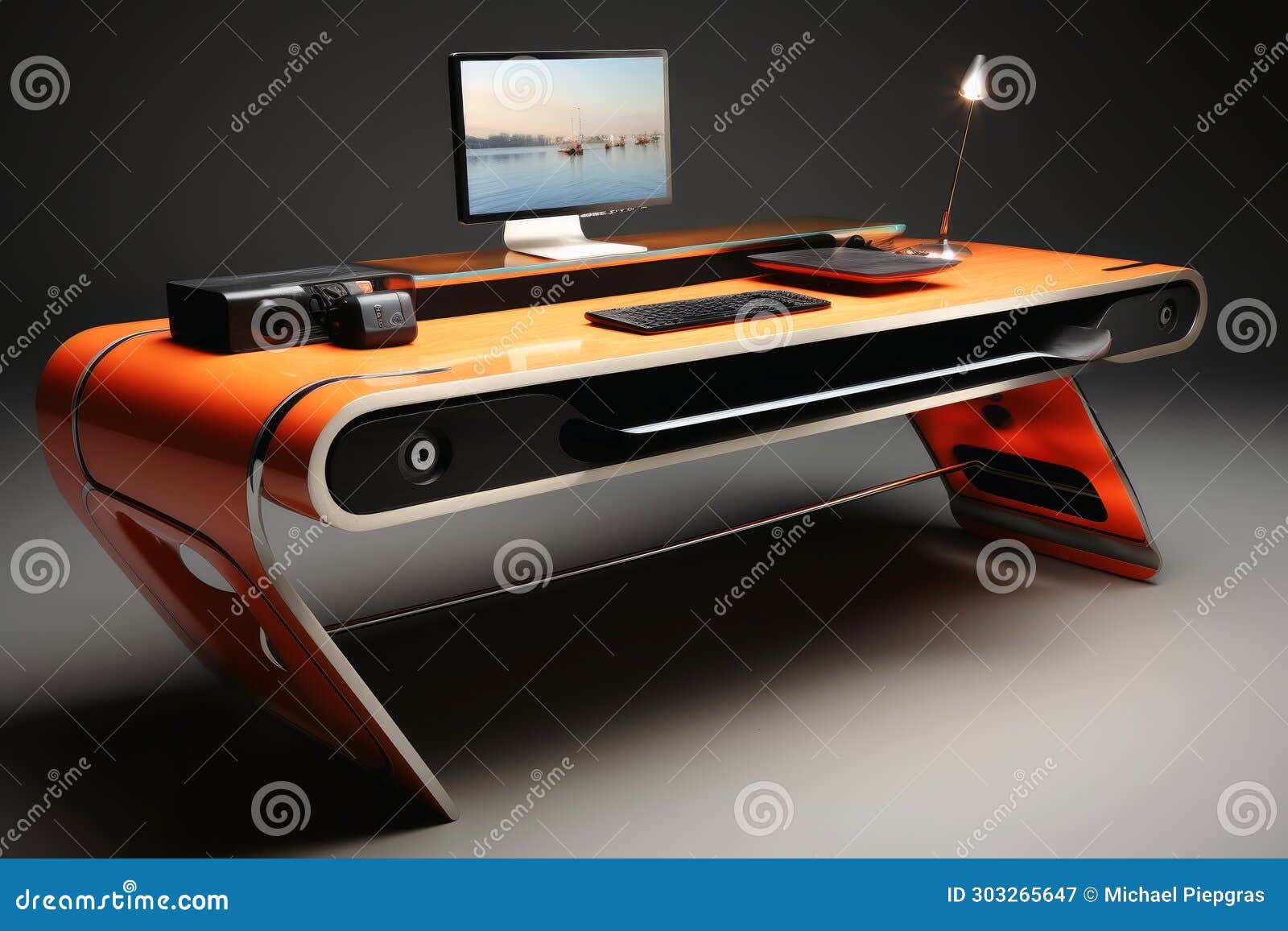 A Hyper Modern Working Desk Concept Stock Illustration - Illustration ...