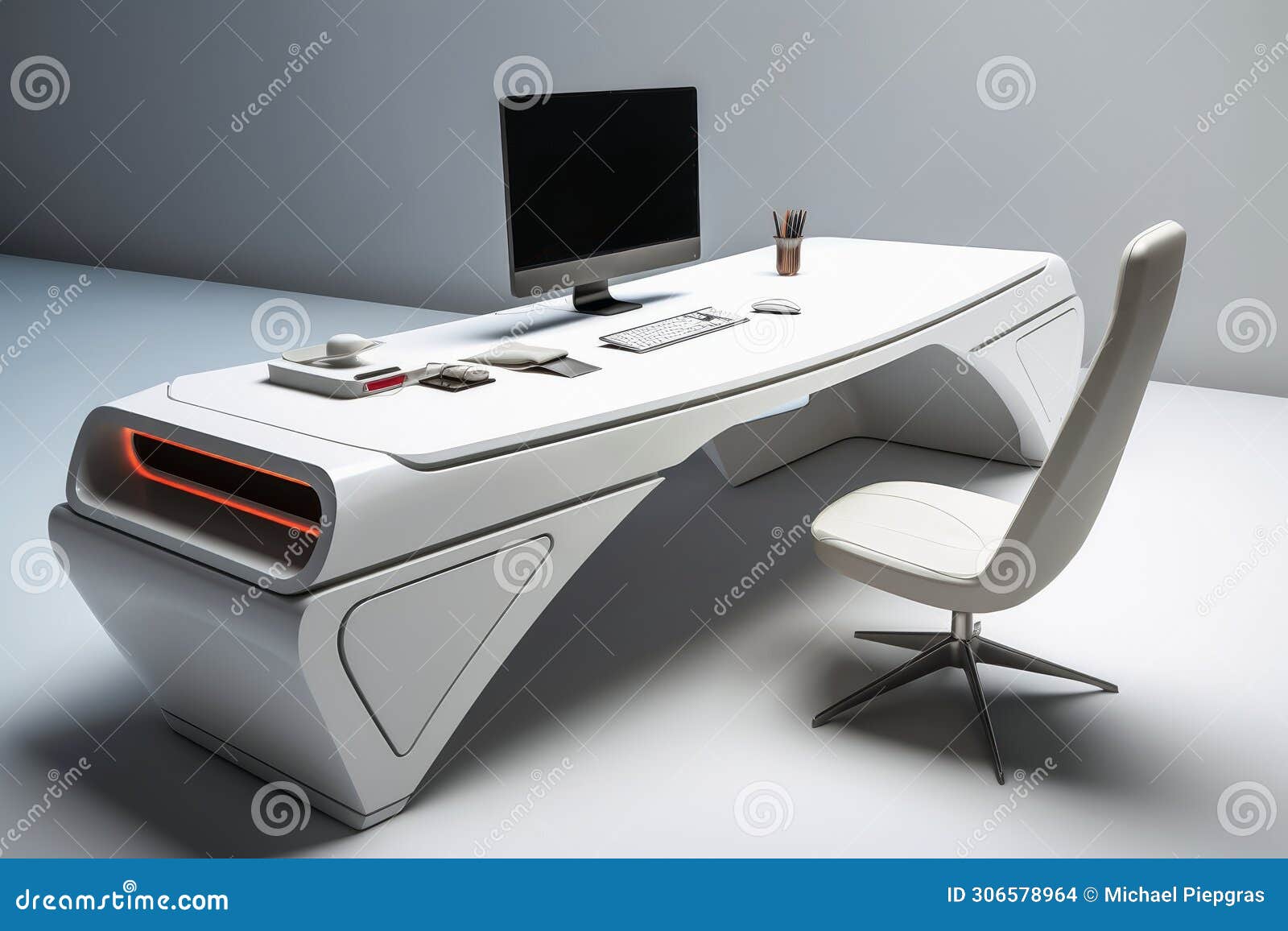 A Hyper Modern Working Desk Concept Stock Illustration - Illustration ...