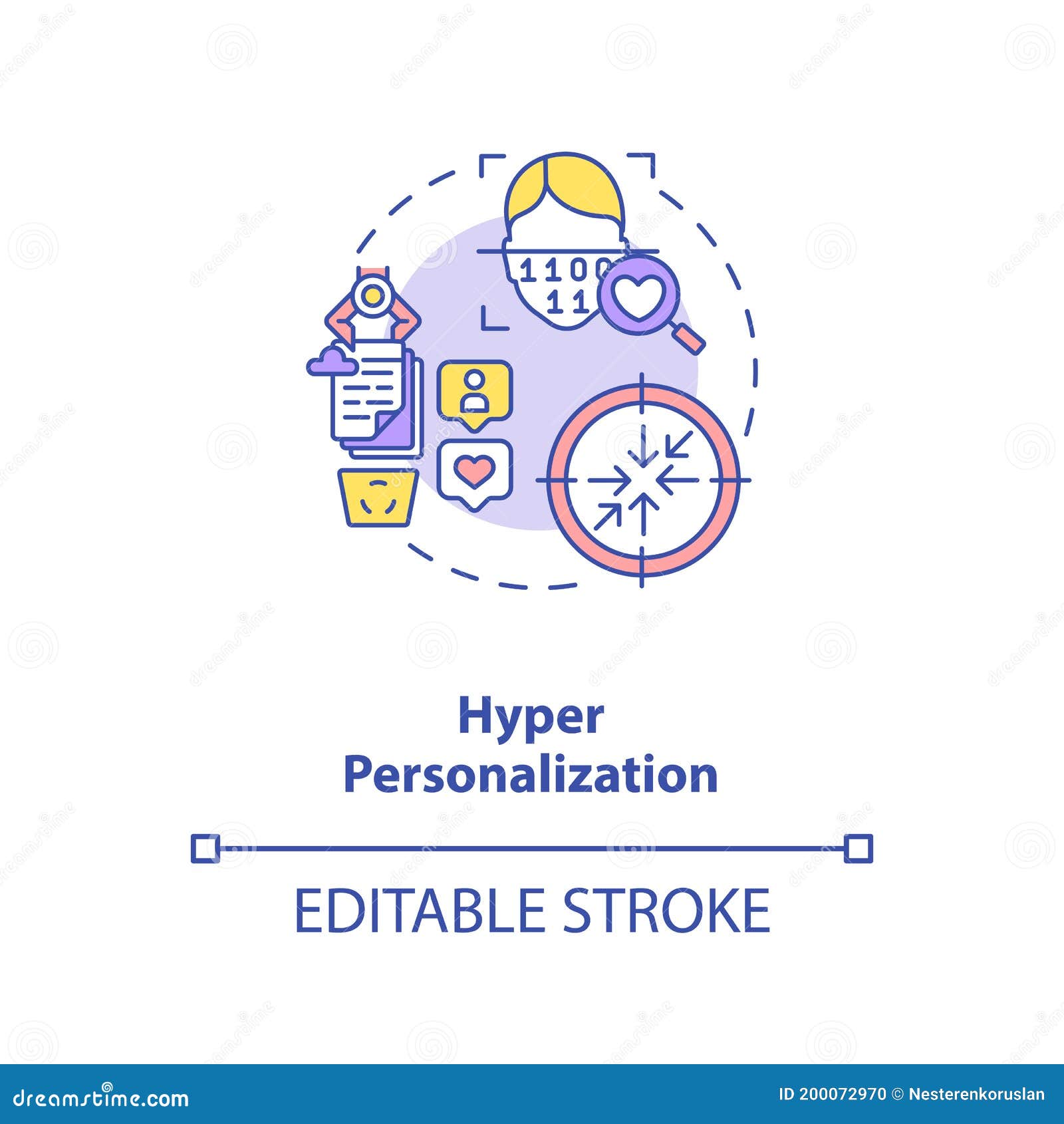 Personalization In AI Education Concept Editable Icon Cartoon Vector ...