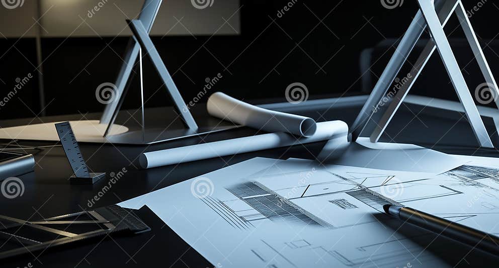 Hyper-Realistic Advertisement of a Modern Architectural Workspace Stock ...