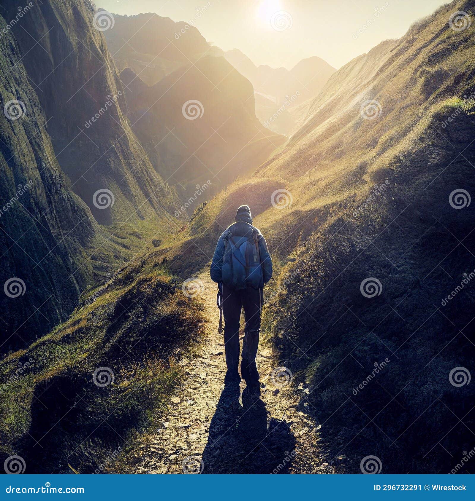 Hyper-realistic AI Generated Digital Artwork of a Hiker Going on a ...