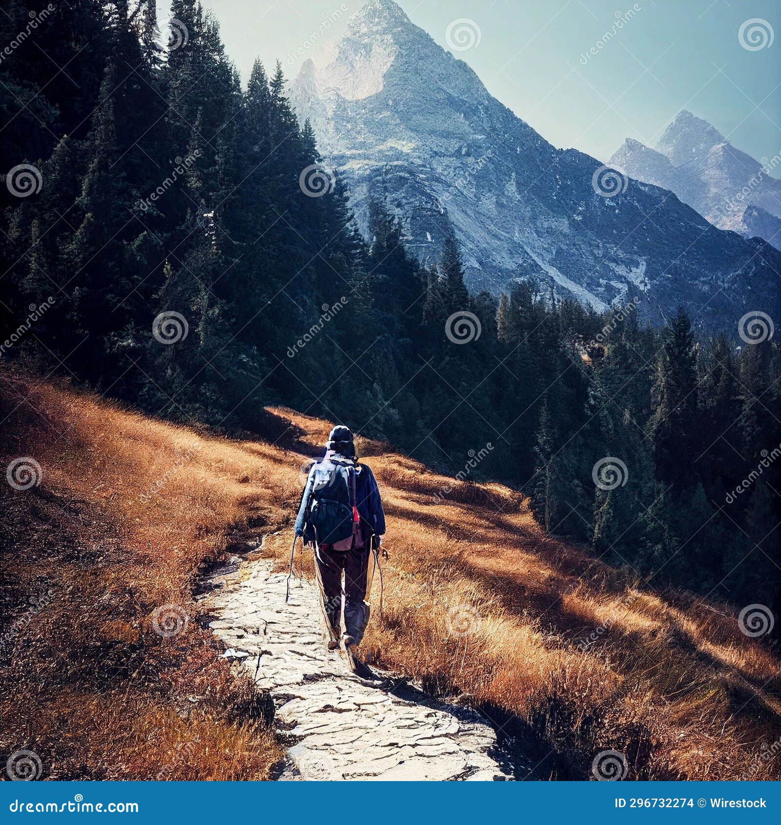 Hyper-realistic AI Generated Digital Artwork Of A Hiker Going On A ...