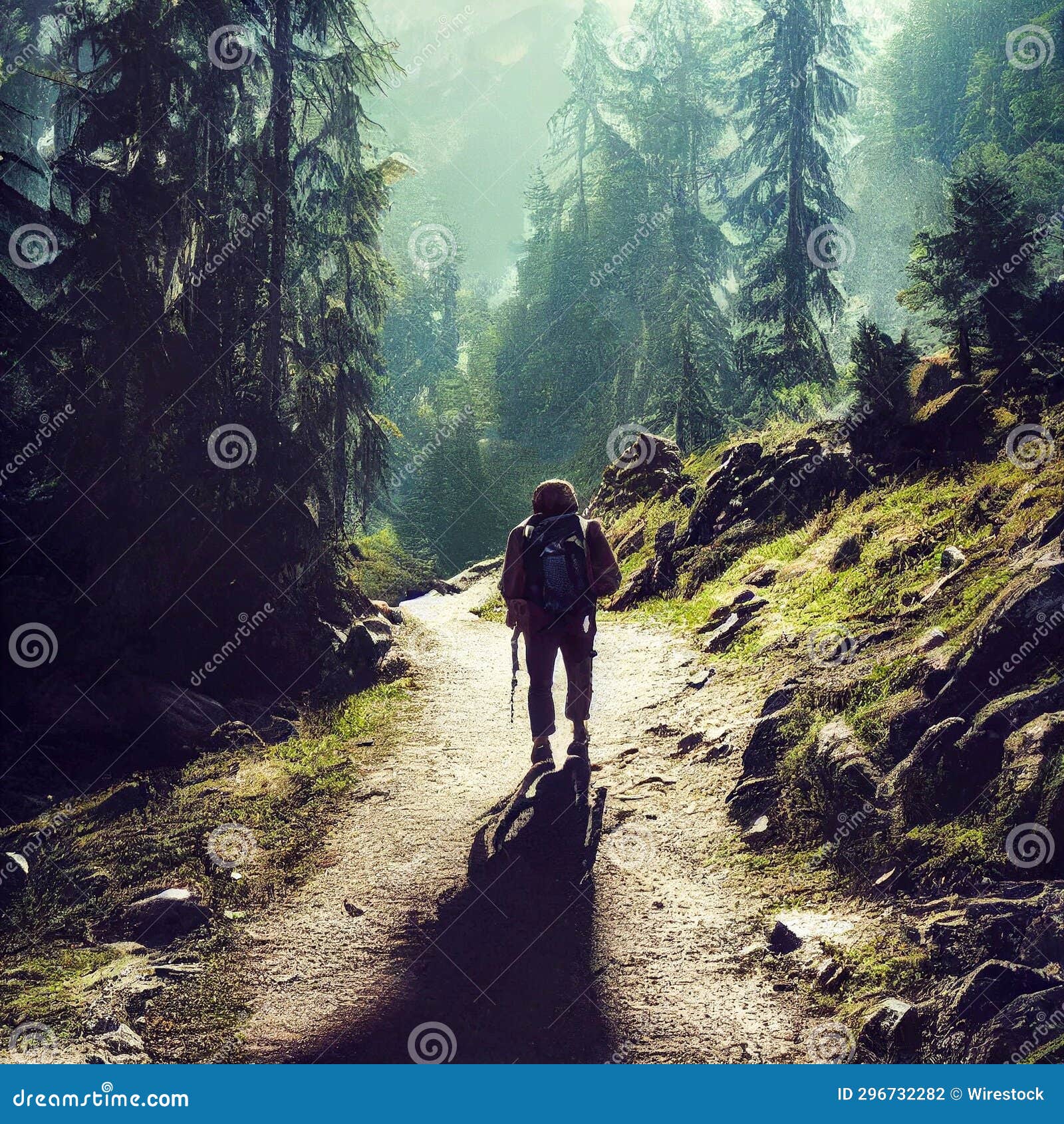 Hyper-realistic AI Generated Digital Artwork of a Hiker Going on a ...