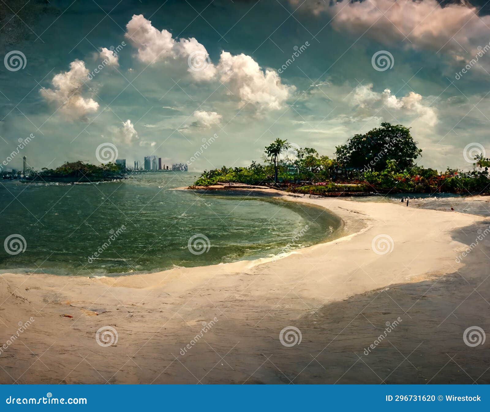 Hyper-realistic AI-generated Illustration of a Sandy Beach Stock ...