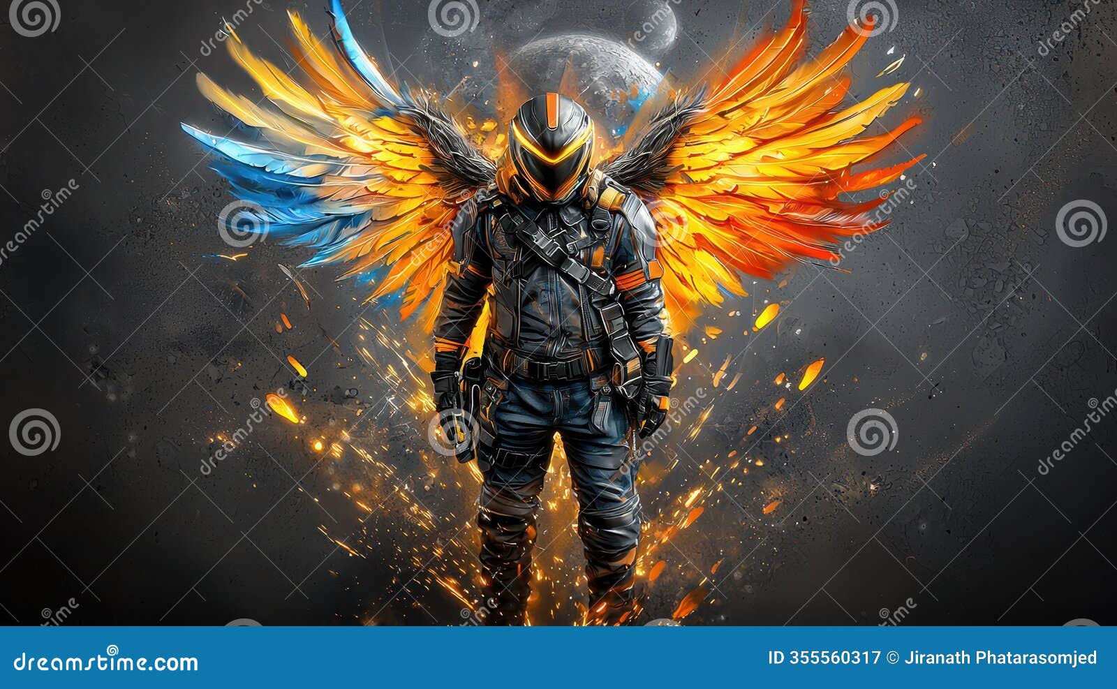 Hyper Realistic Artwork of Cosmic Soldier with Vibrant Wings ...