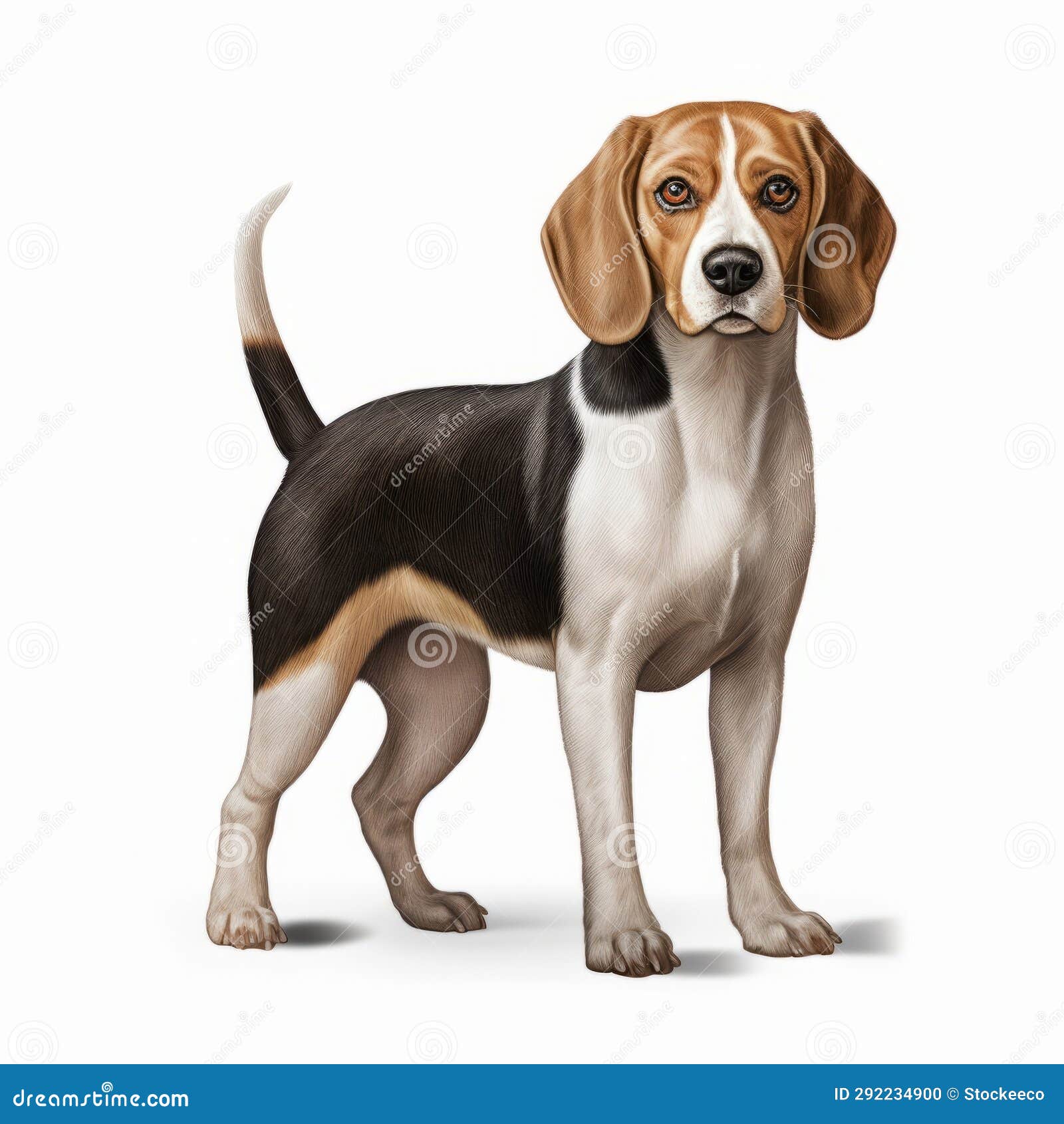 Hyper-realistic Beagle Standing Illustration with Explosive ...