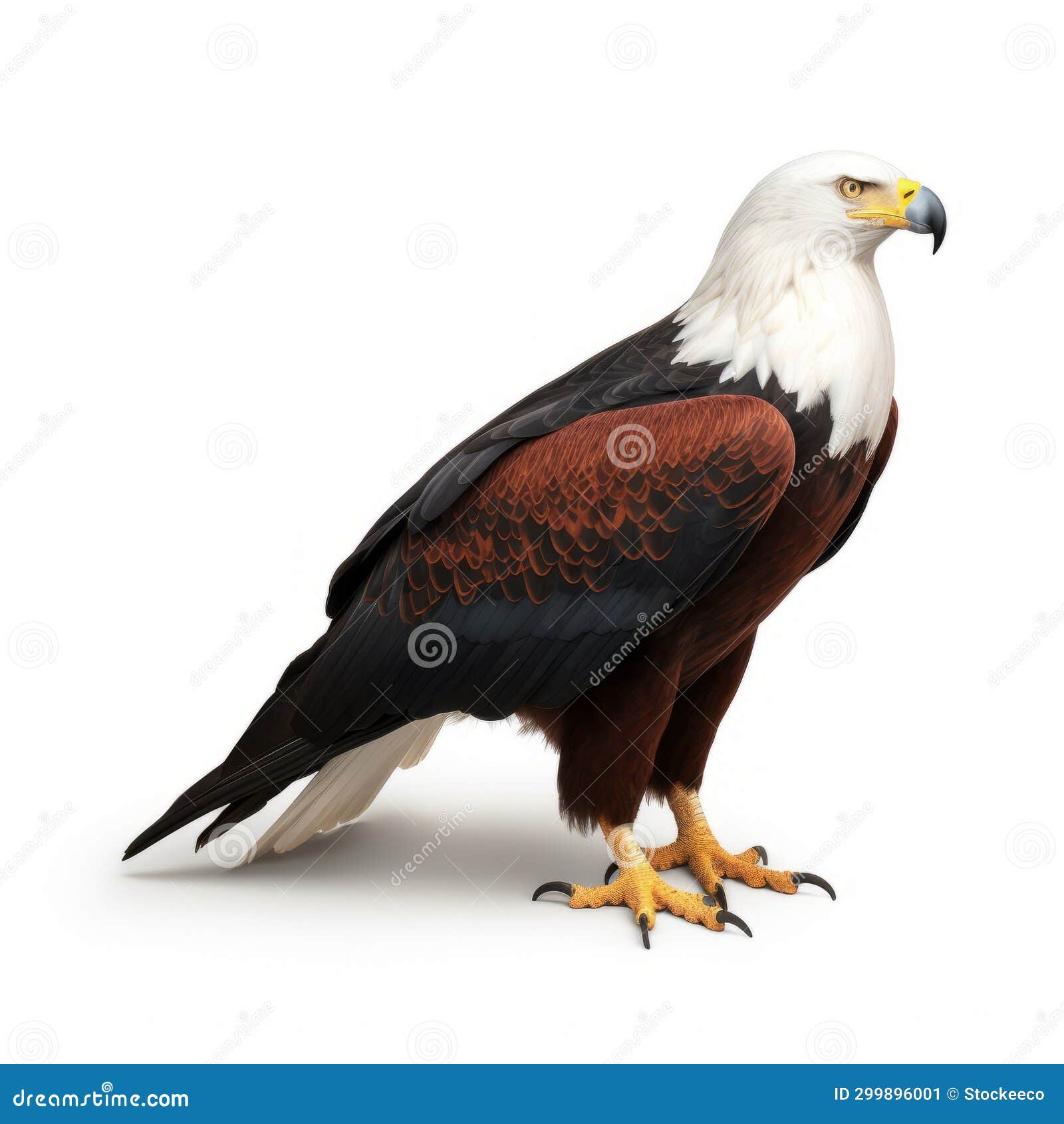 Hyper-realistic Bull Eagle Standing on White Background Stock ...