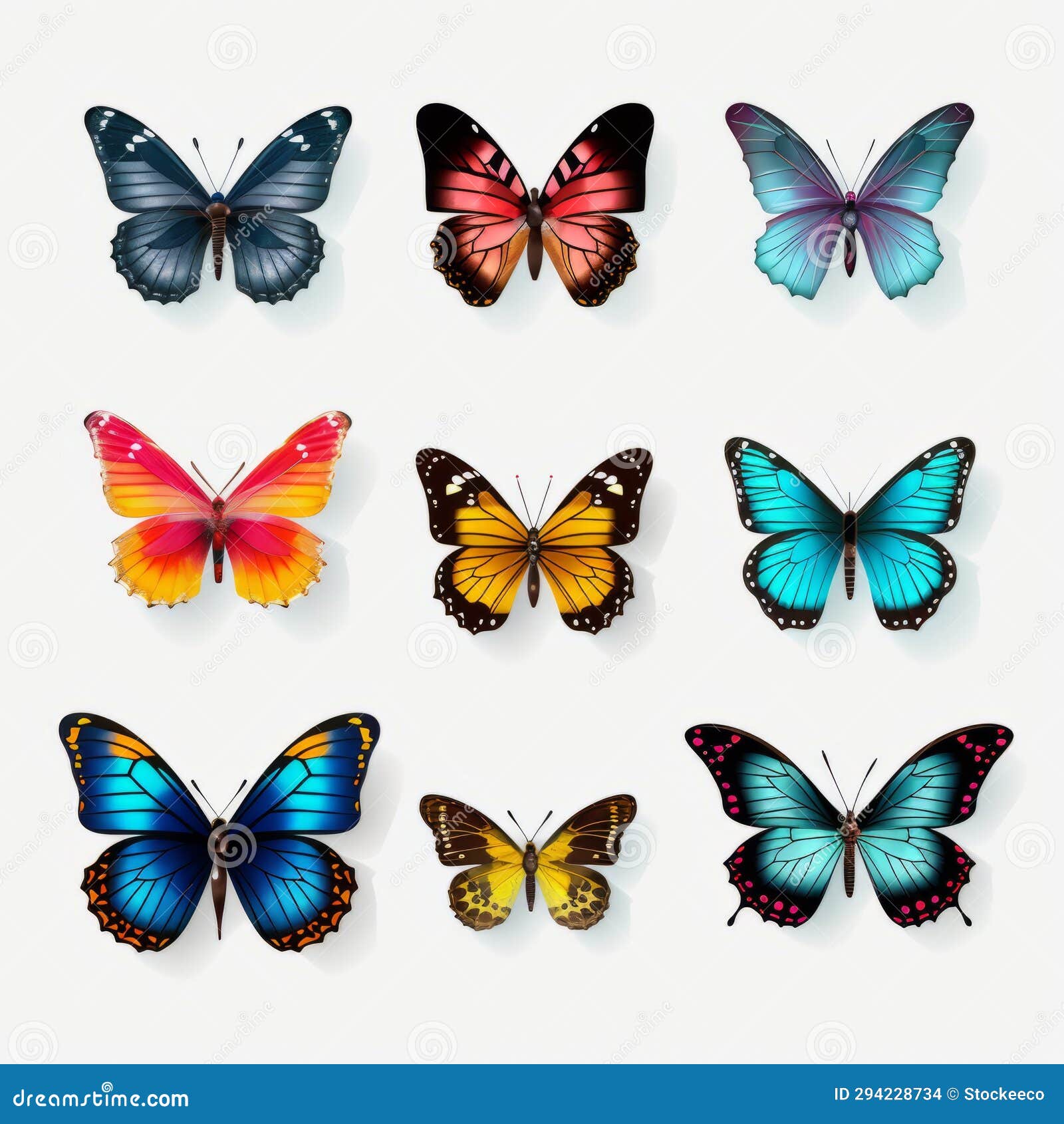 Hyper-realistic Butterfly Vector Illustrations for Graphic Design Stock ...
