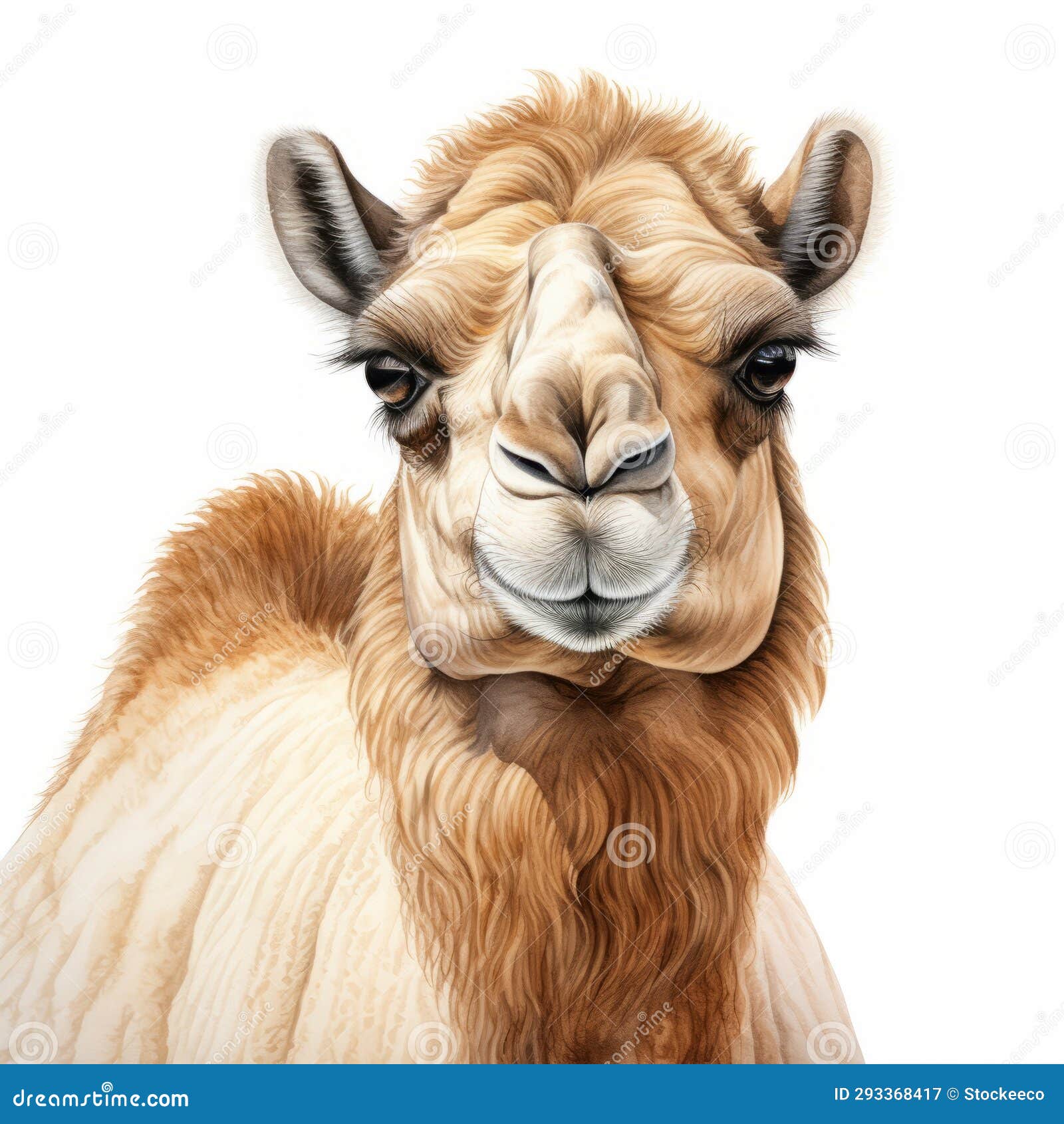 Hyper-realistic Camel Close-up Illustration on White Background Stock ...