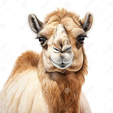 Hyper-realistic Camel Close-up Illustration on White Background Stock ...