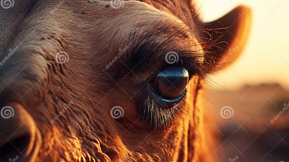 Hyper-realistic Camel Eye Illustration with Lens Flares Stock Illustration - Illustration of ...