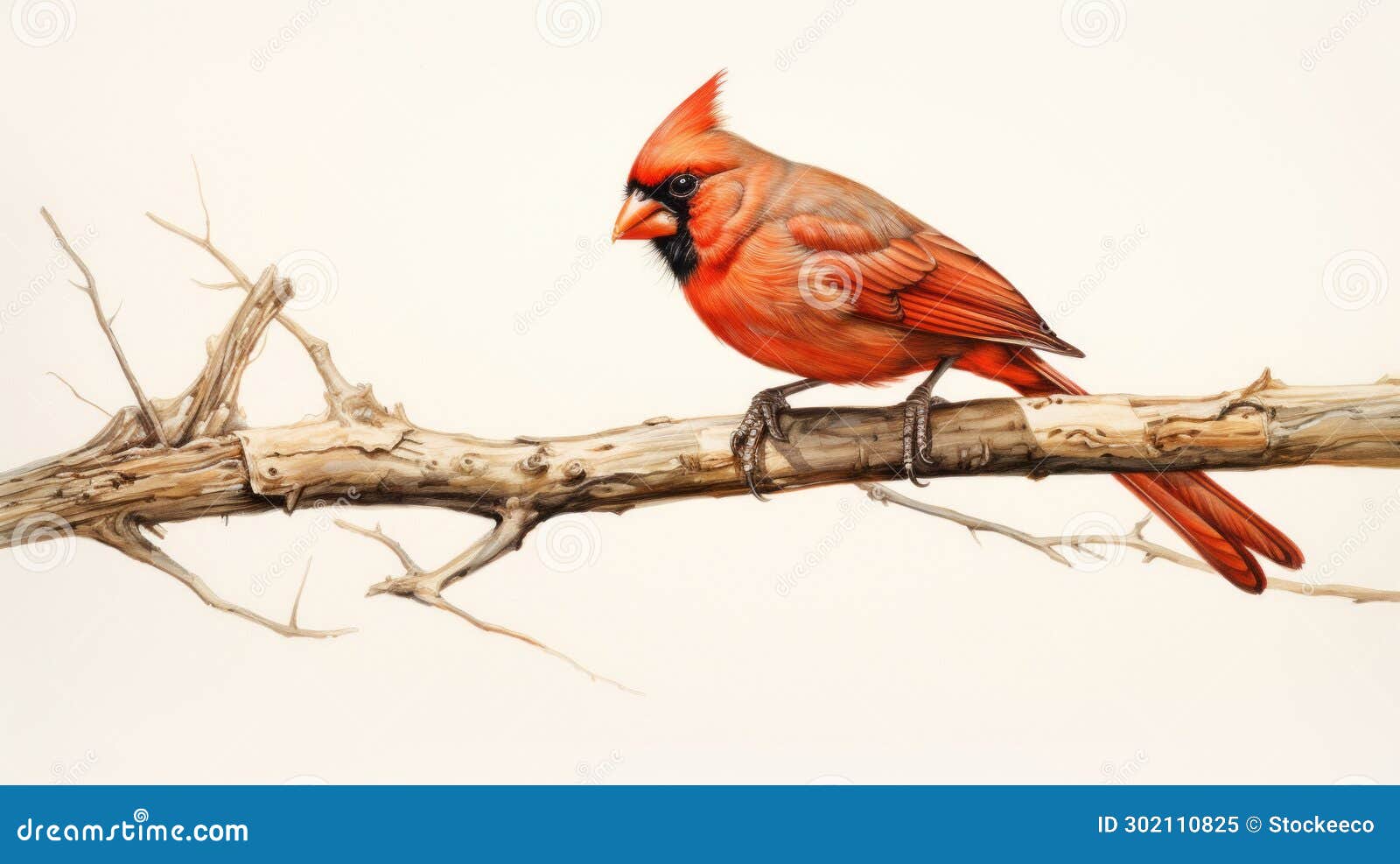 Hyper-realistic Cardinal Illustration on Branch Stock Illustration ...