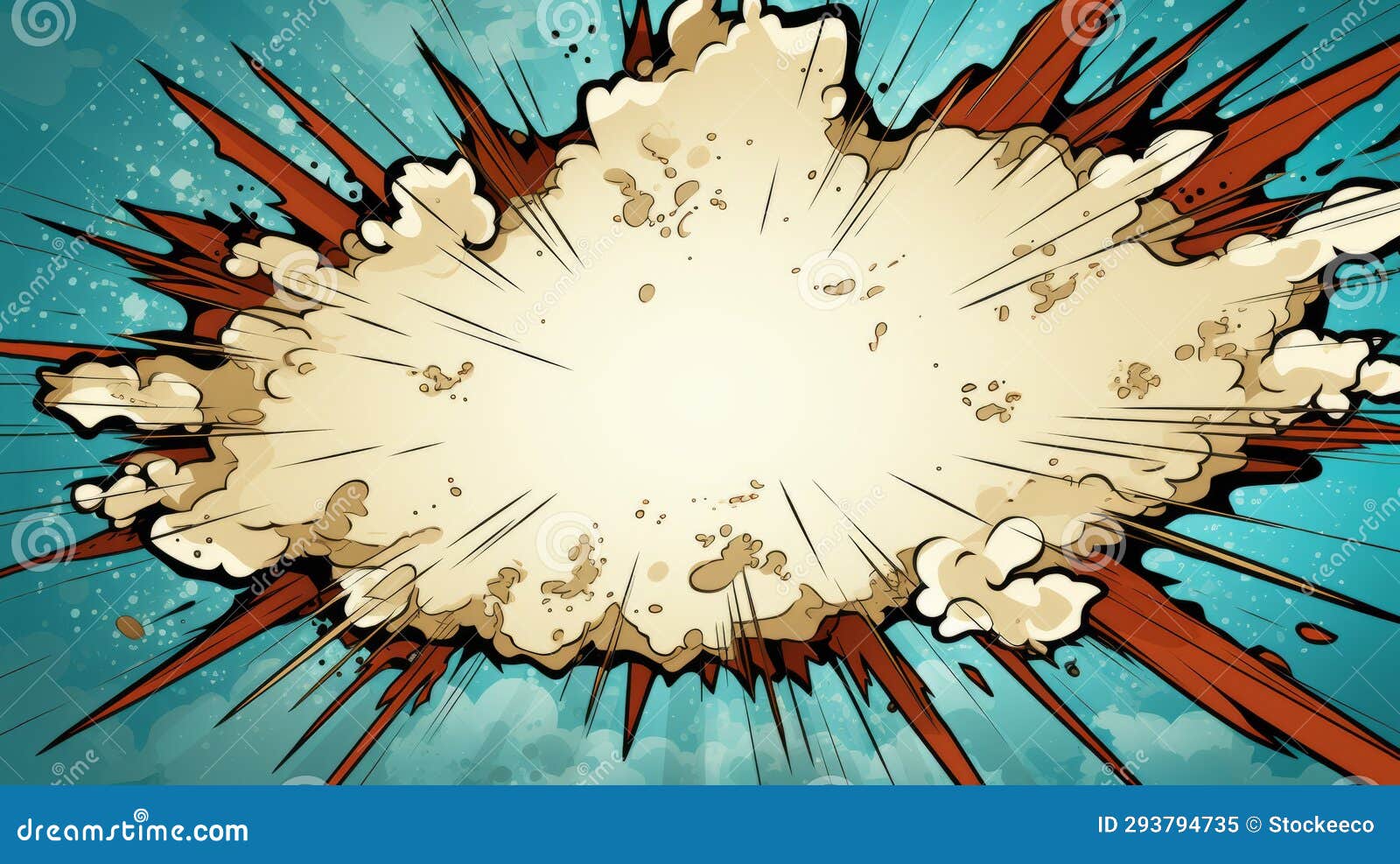 Hyper Realistic Cartoon Explosion in Dark Beige and Sky-blue Stock ...