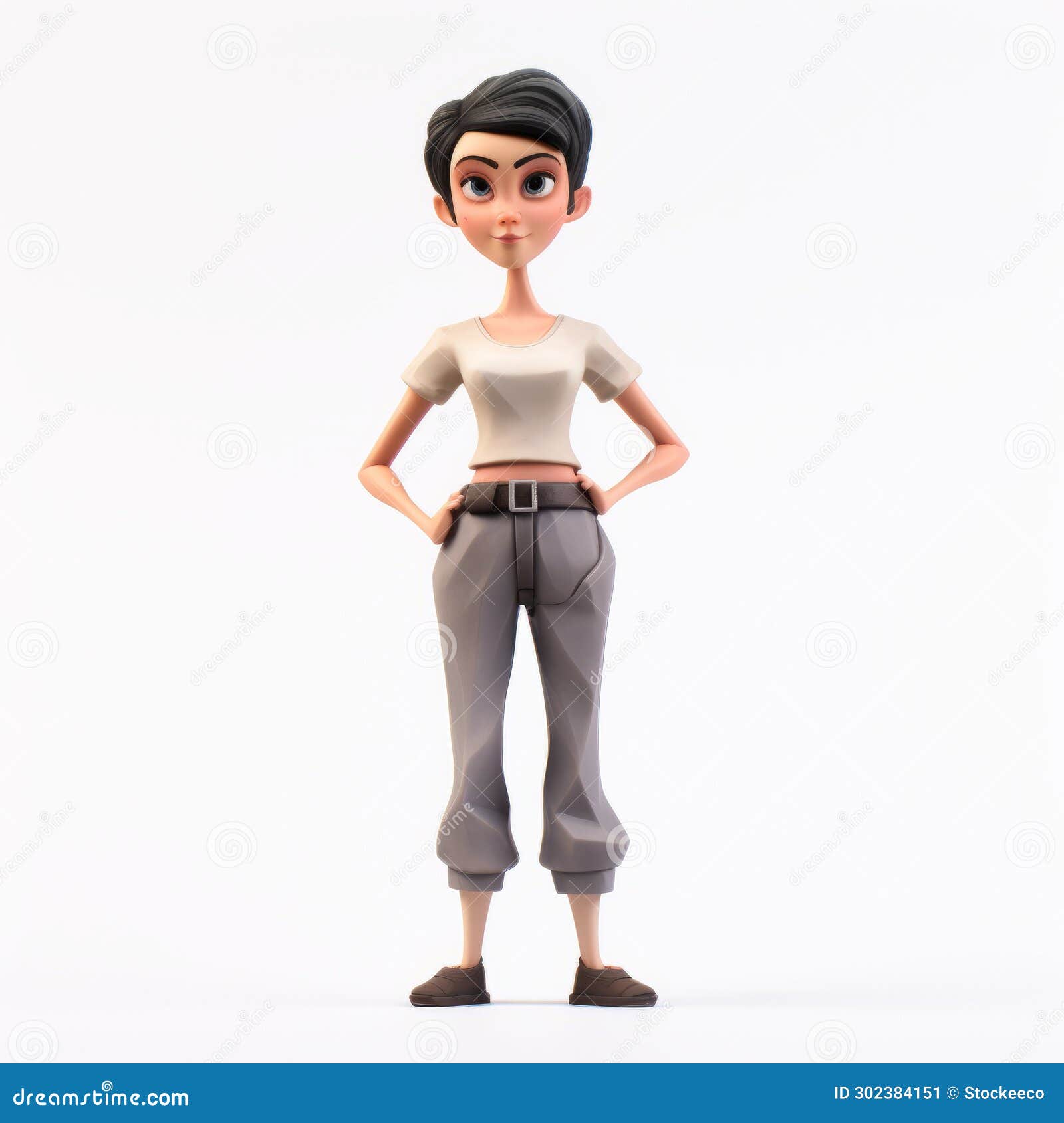 Hyper-realistic Cartoon Female Figure on White Background Stock ...
