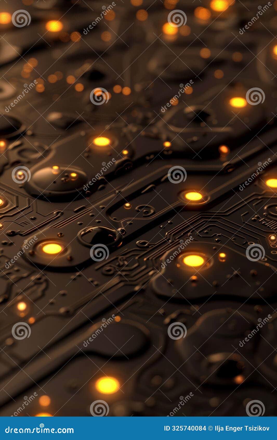 Hyper Realistic Close Up Of Computer Chip With Glowing Circuits For ...