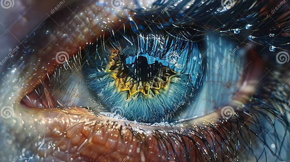 Hyper Realistic Close Up of Human Eye, Showcasing Intricate Iris Patterns and Eyelash Textures ...