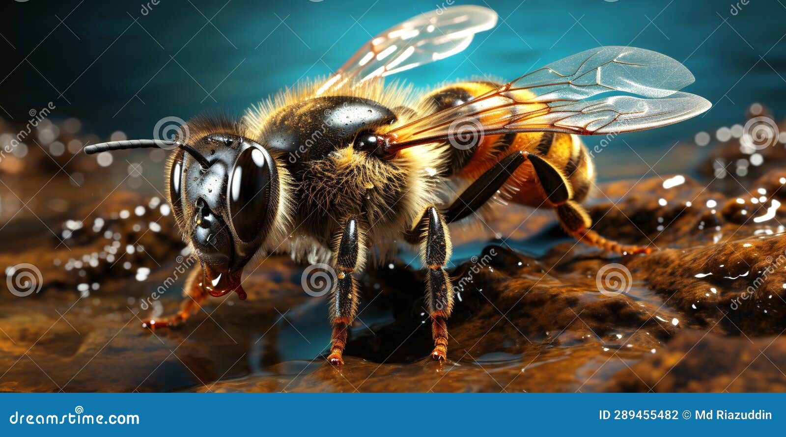 Hyper Realistic Closeup Bee Insect Stock Illustration - Illustration of ...