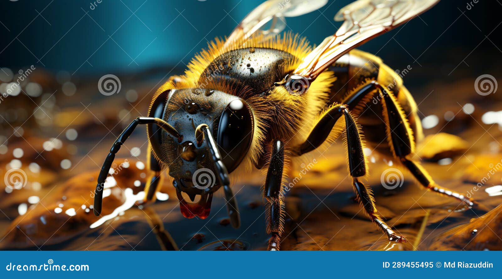 Hyper Realistic Closeup Bee Insect Stock Illustration - Illustration of ...