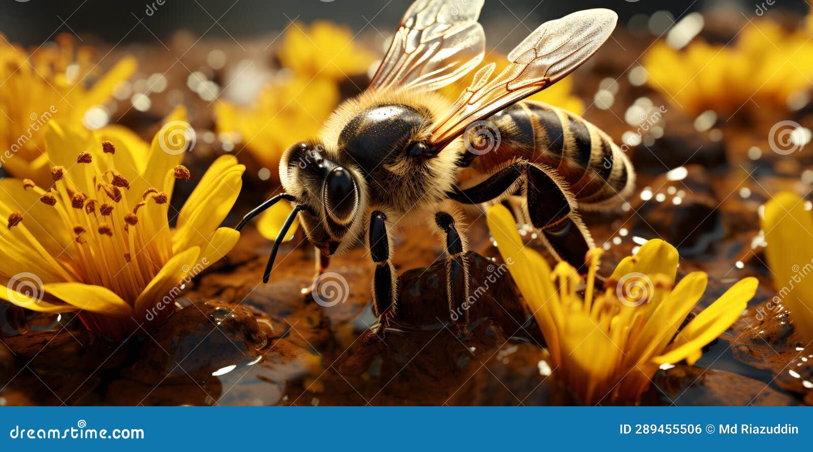 Hyper Realistic Closeup Bee Insect Stock Illustration - Illustration of ...