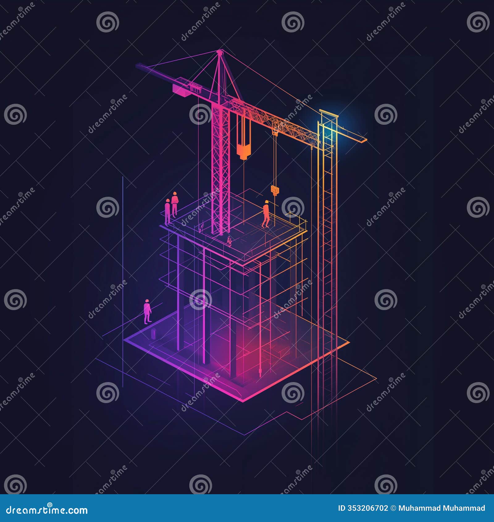 Hyper-Realistic Construction Site Advertisement with Blueprints and ...