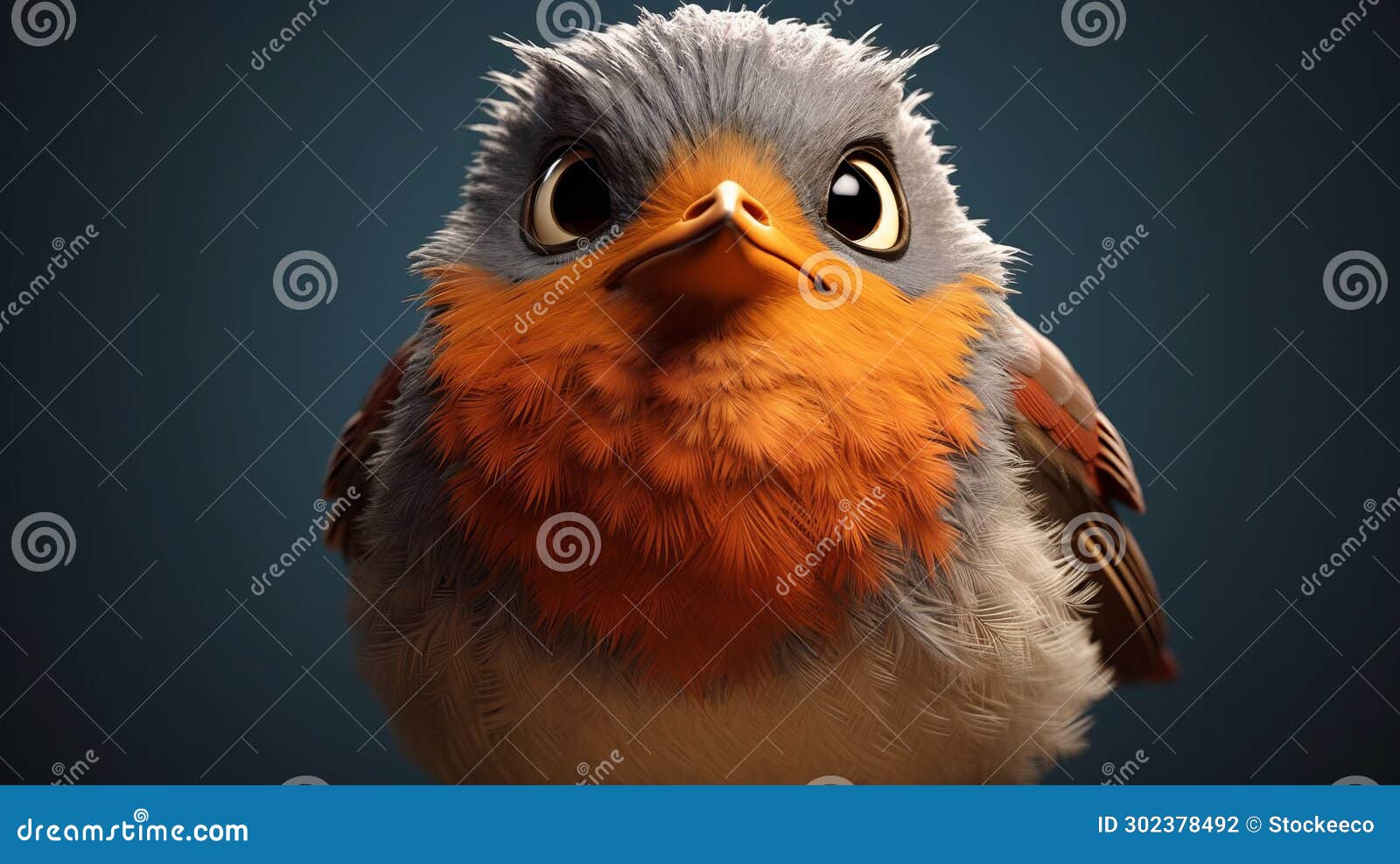 Hyper-realistic 3d Animated Robin with Beak and Moustache Stock ...
