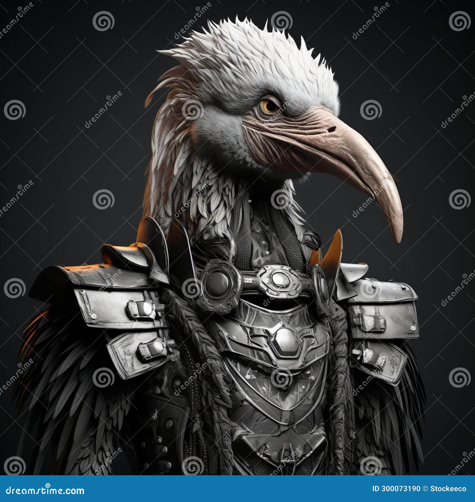 Hyper-realistic 3d Art: Eagle with Armor and Mythical Portraiture Stock ...
