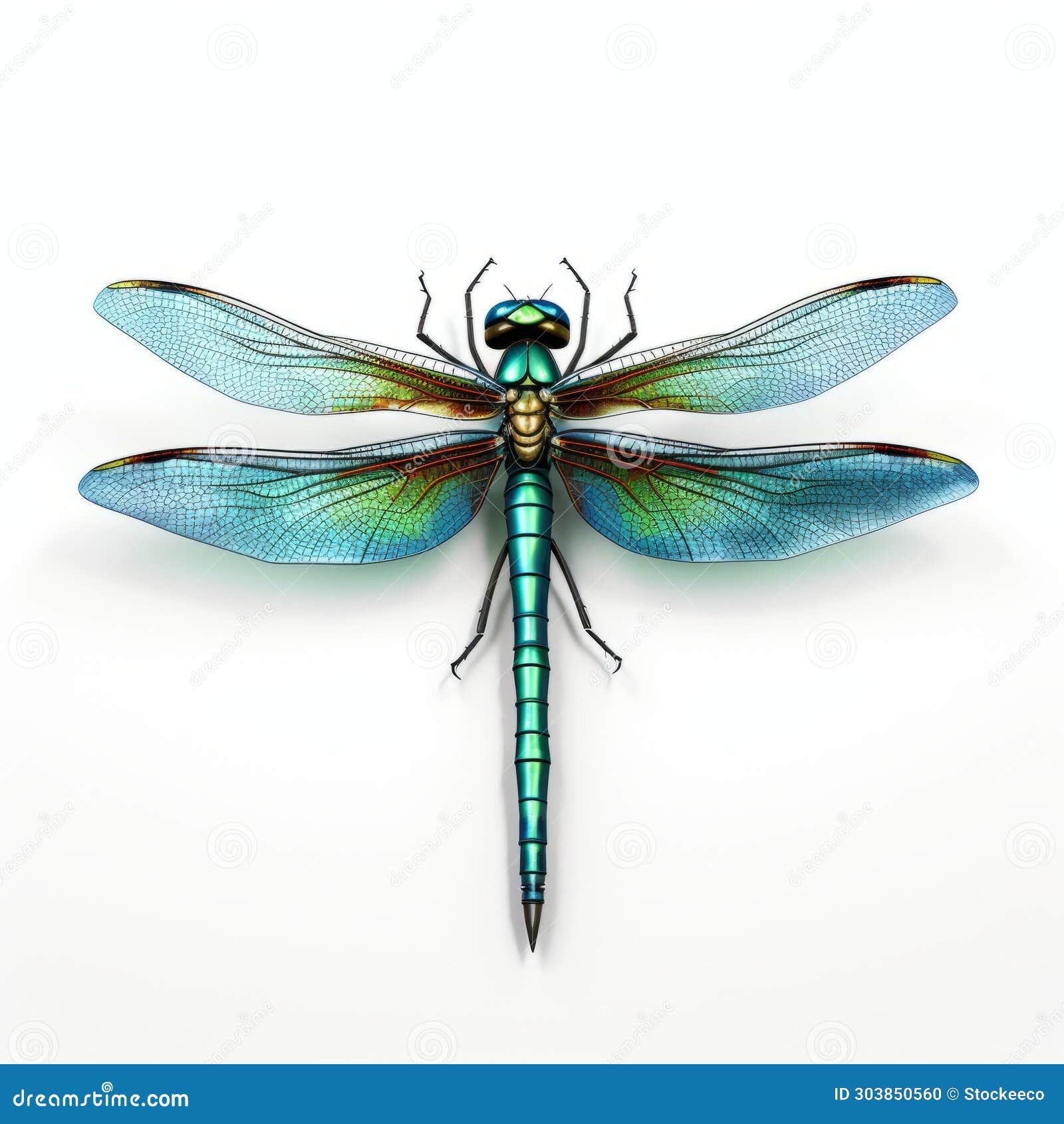 Hyper-realistic 3d Dragonfly Illustration on White Background Stock ...