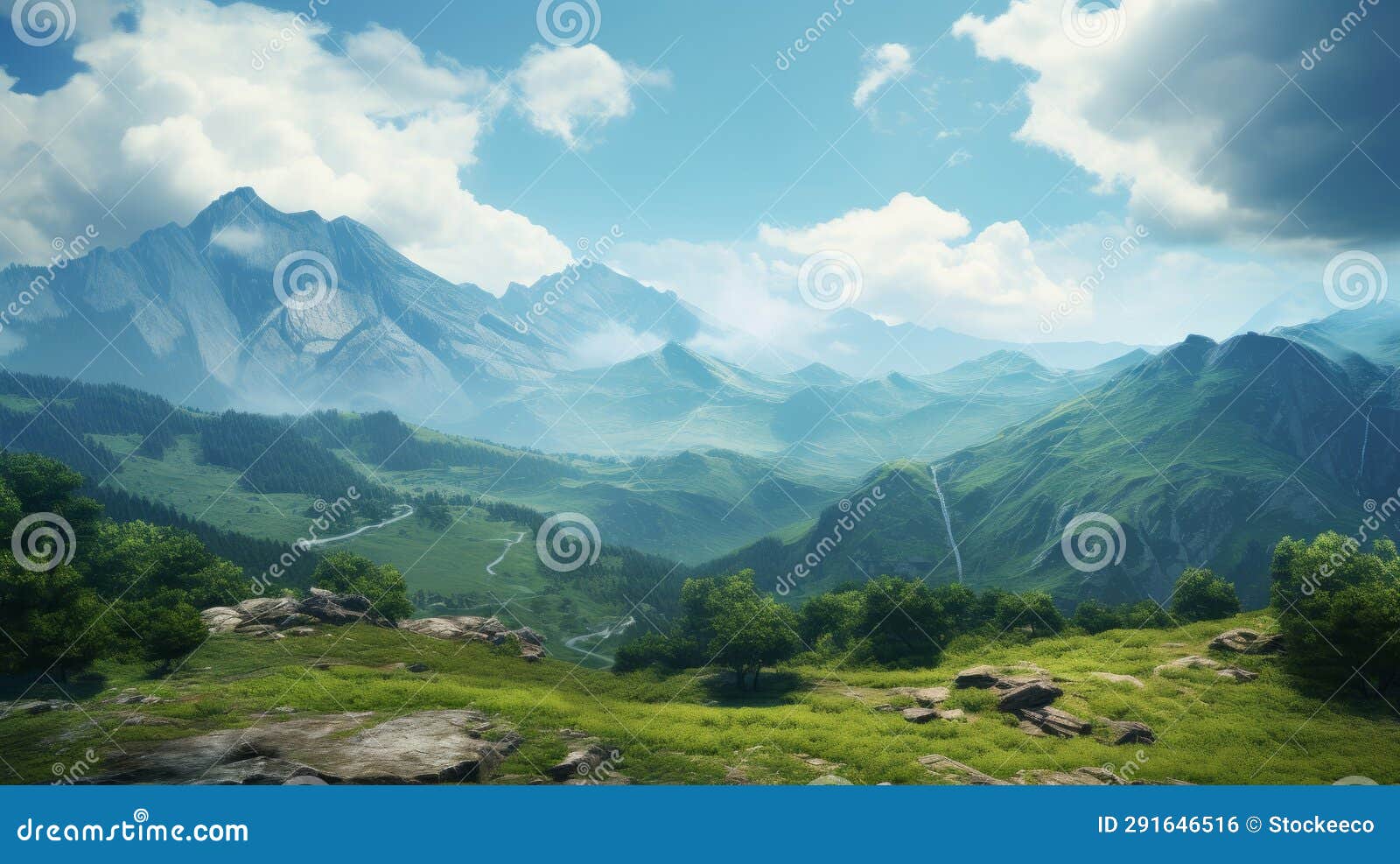 Hyper-realistic 3d Fantasy Scene: Stunning Mountainscape with ...