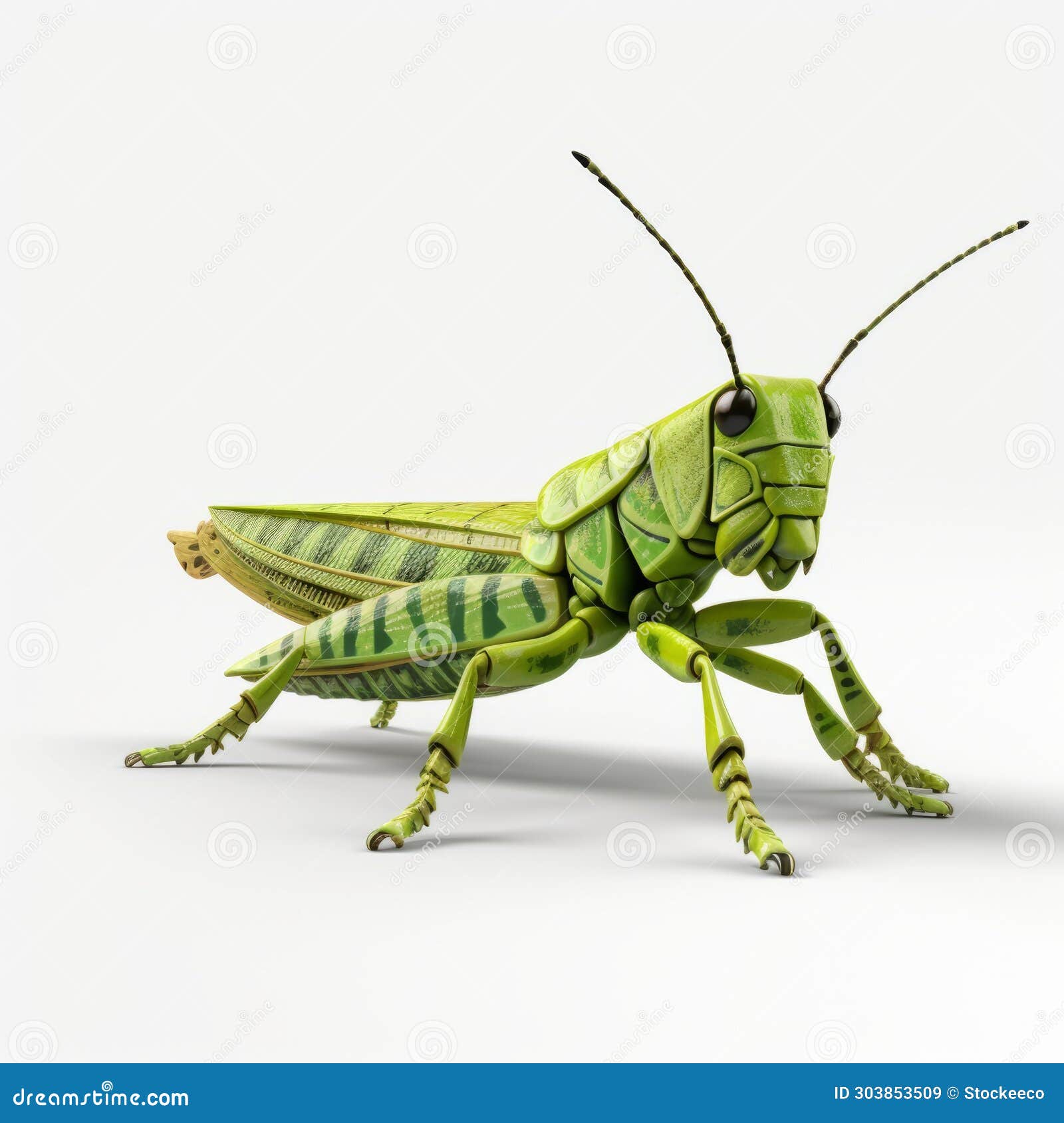 Hyper-realistic 3d Grasshopper on White Background Stock Illustration ...