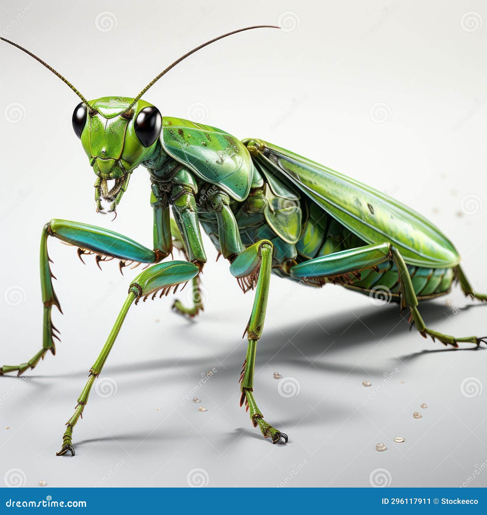 Hyper-realistic 3d Green Grasshopper Illustration with Mantis Varieties ...