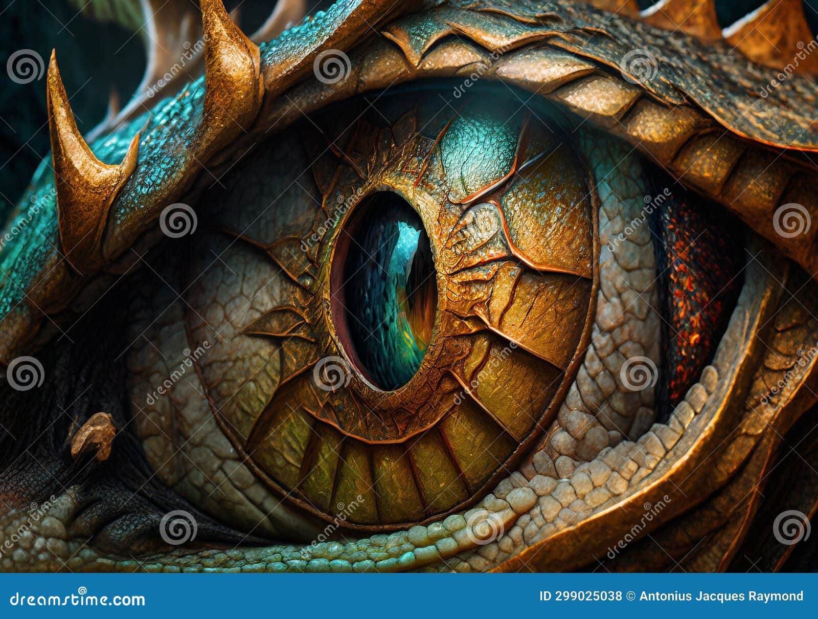 3d Illustration of Dragon Eye in Closeup View Stock Illustration ...