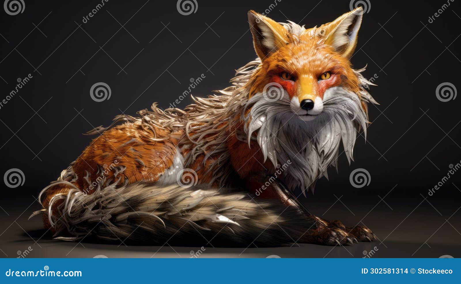Hyper-realistic 3d Illustration Of Fox With Horrific Yet Elegant ...