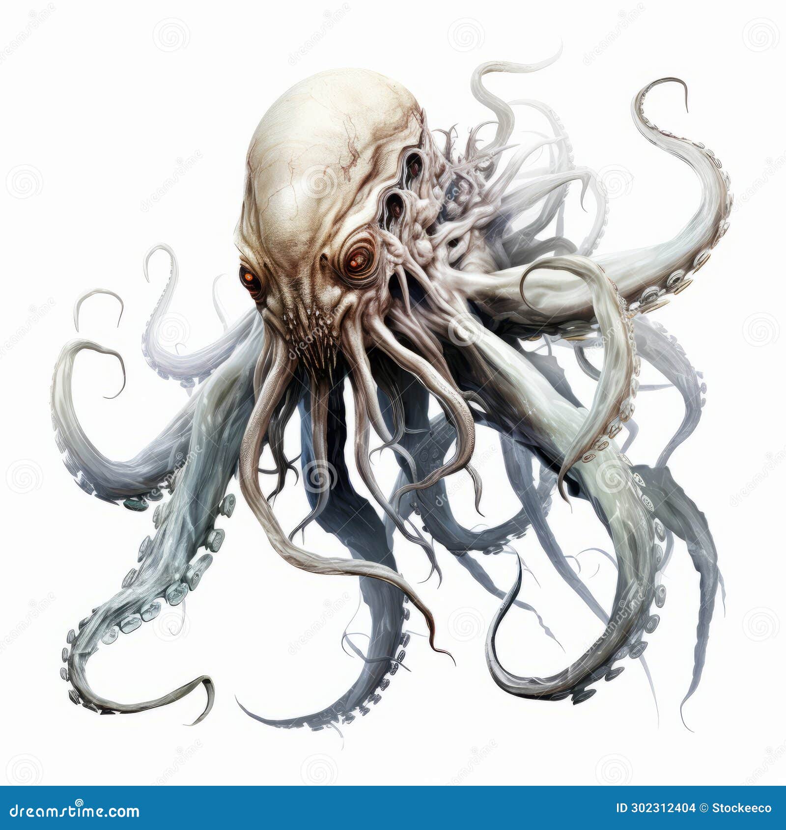 Hyper-realistic 2d Kraken Creature in Sci-fi Gothic Horror Style Stock ...